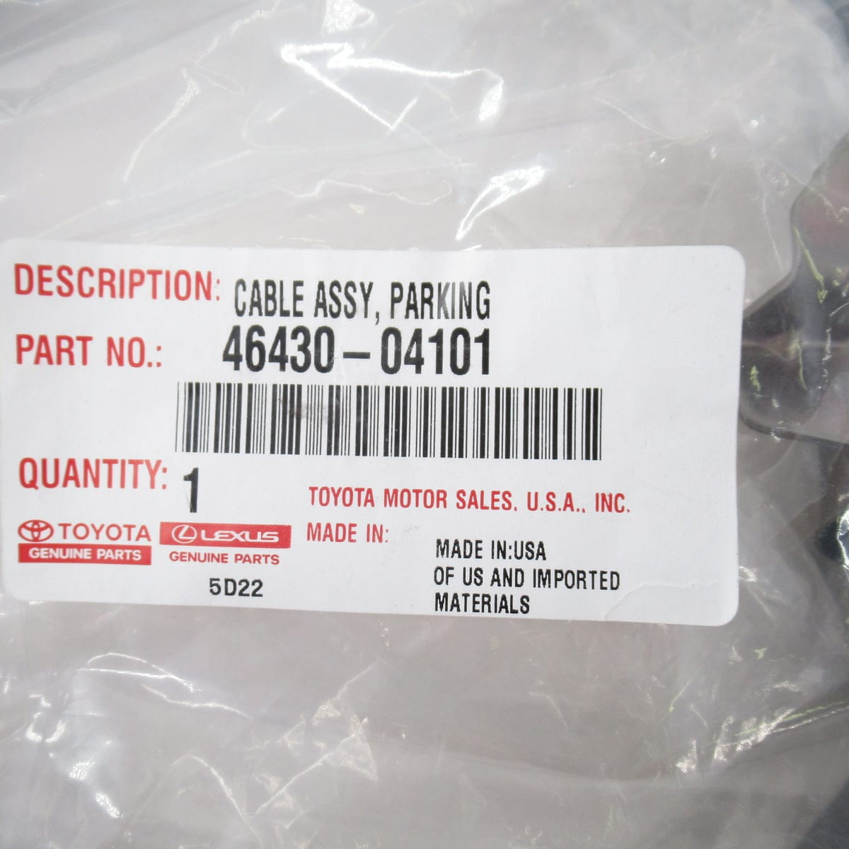 Genuine OEM Toyota 46430-04101 Rear Parking Brake Cable 2016-2021 Taco ...